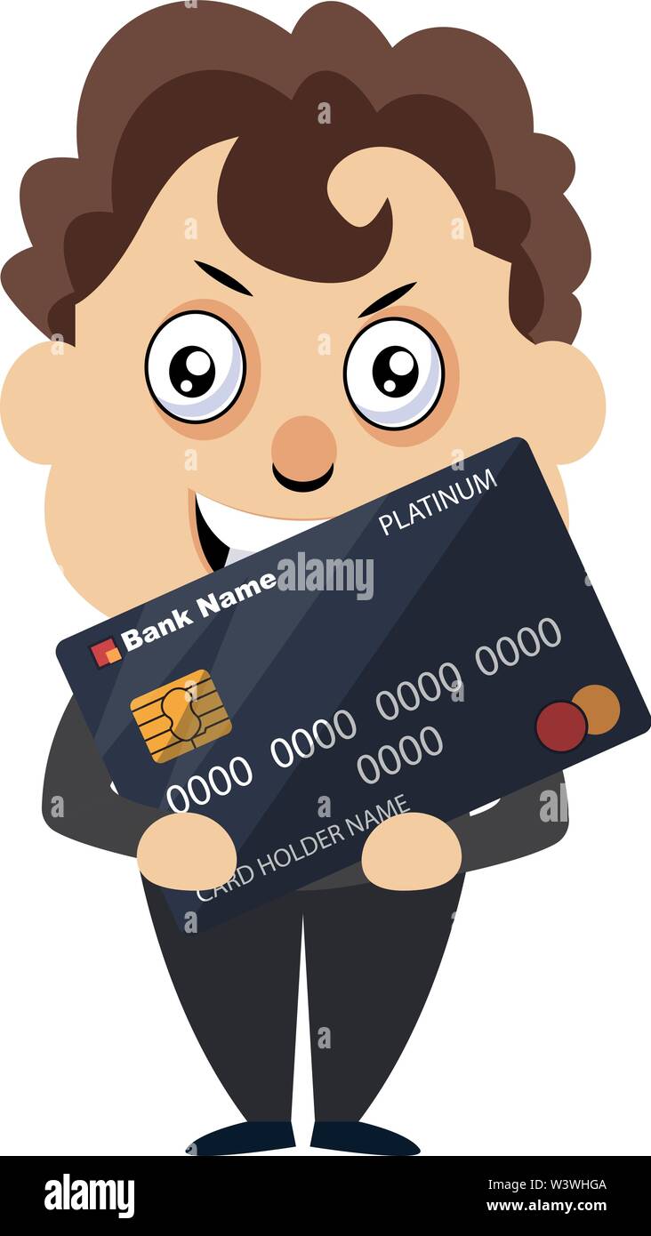 Man with debit card, illustration, vector on white background Stock ...
