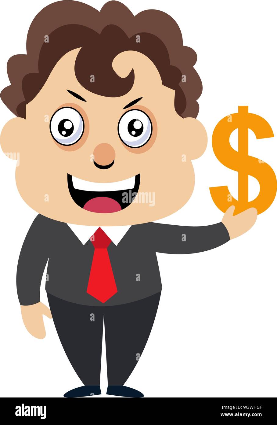 Man with dollar sign, illustration, vector on white background Stock ...