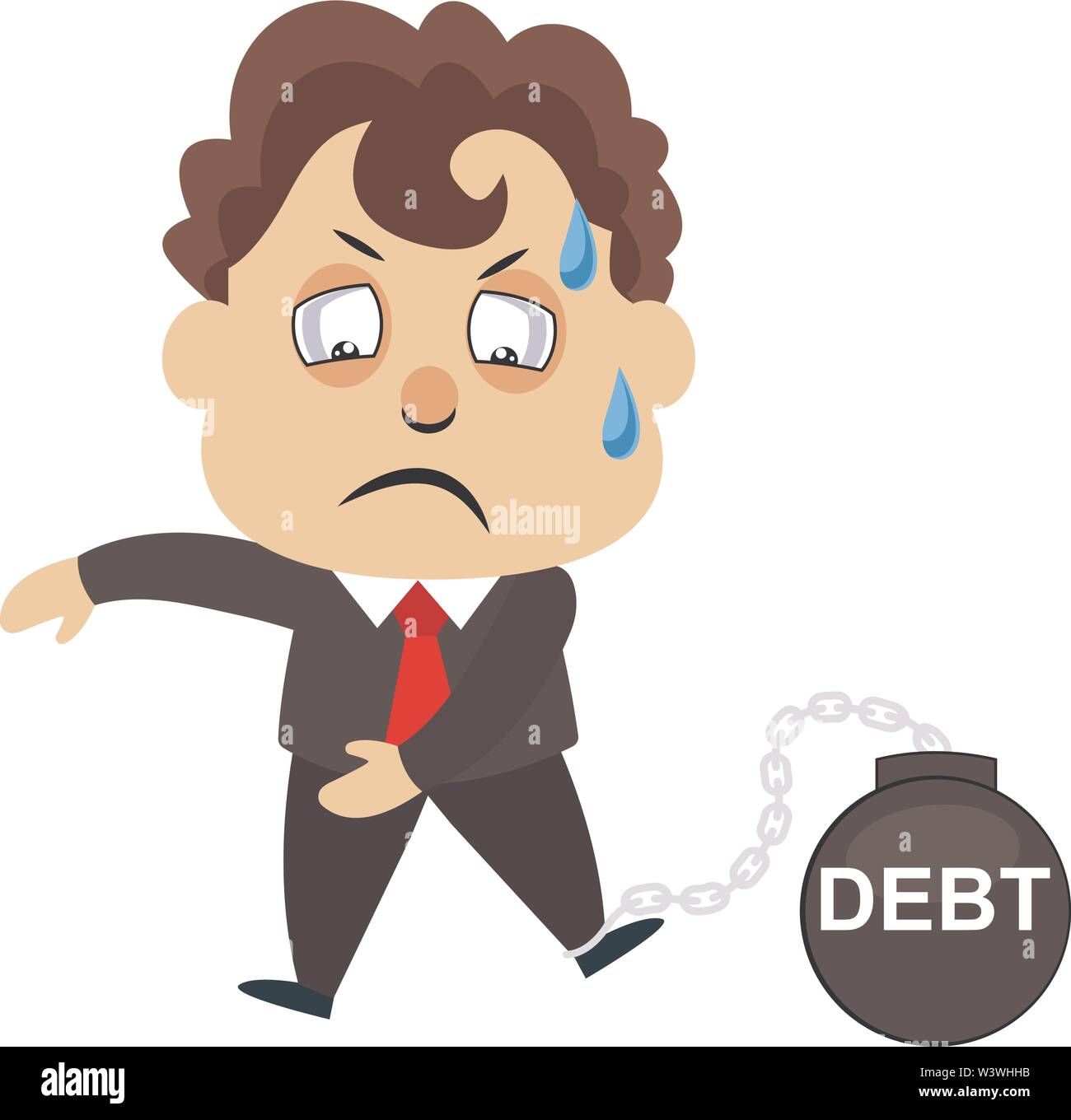 Man is in debt, illustration, vector on white background Stock Vector ...