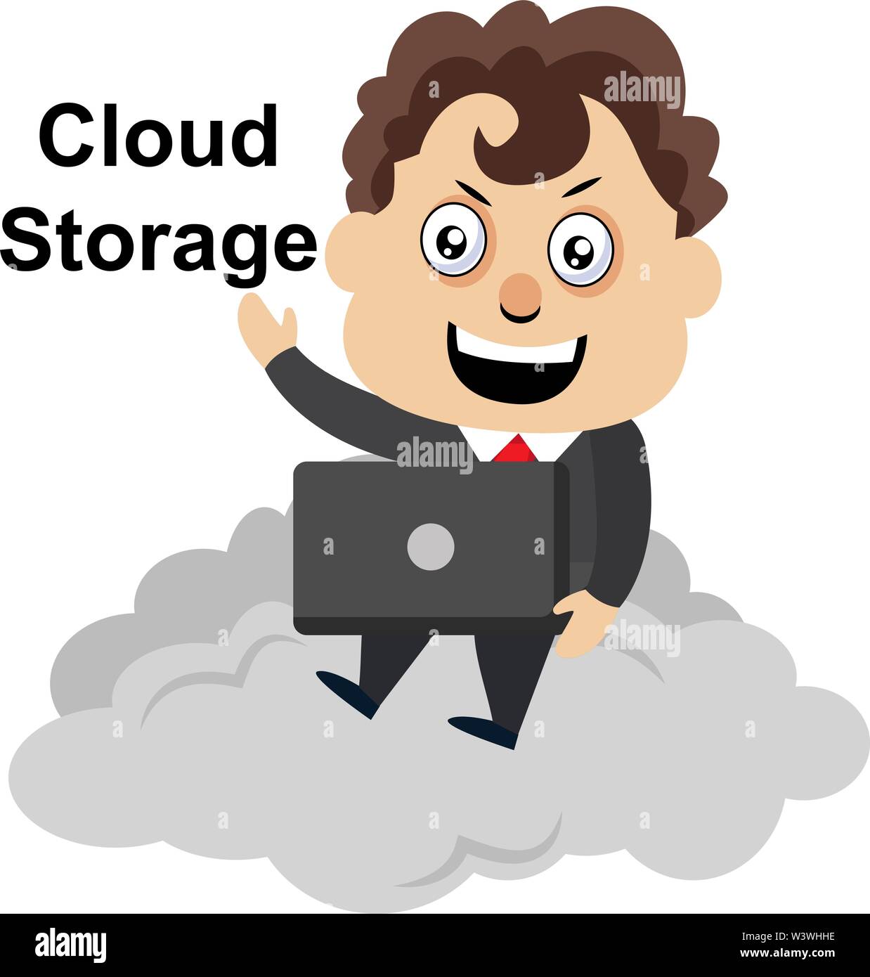 Man on the cloud, illustration, vector on white background Stock Vector ...