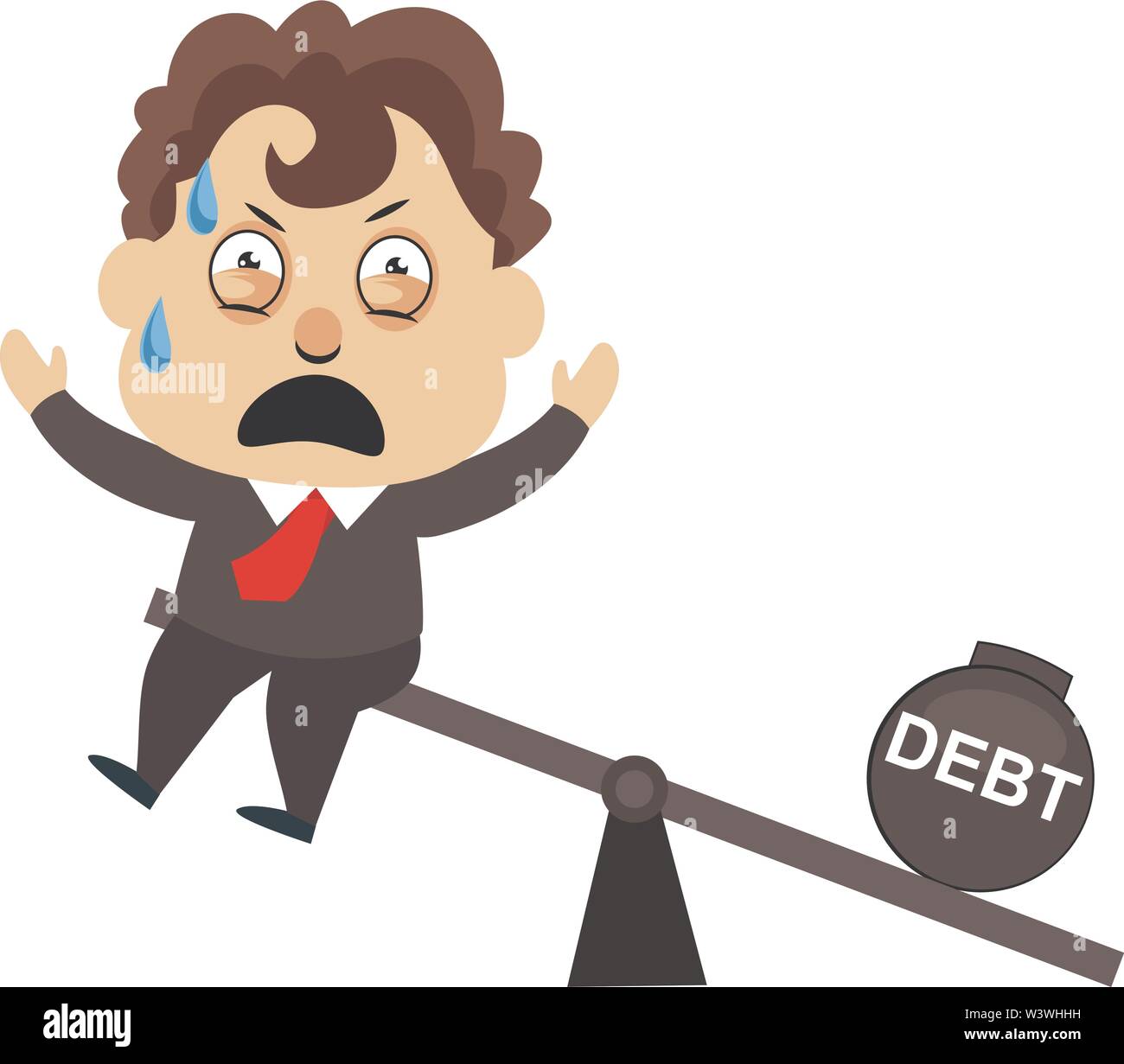 Man with debt, illustration, vector on white background Stock Vector ...