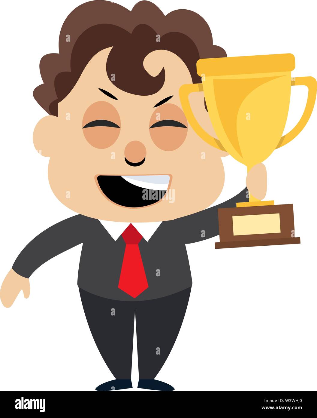 Man holding trophy, illustration, vector on white background Stock ...