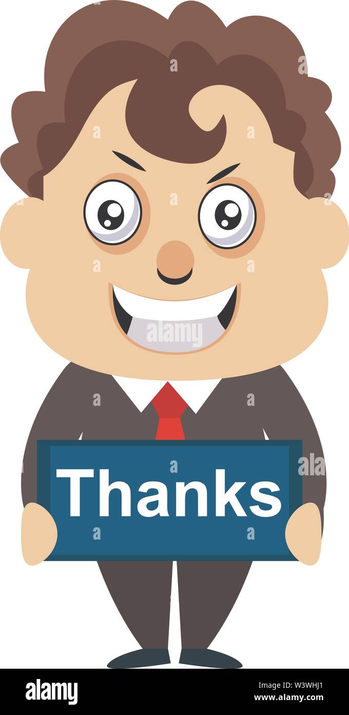 Man with thanks sign, illustration, vector on white background Stock ...