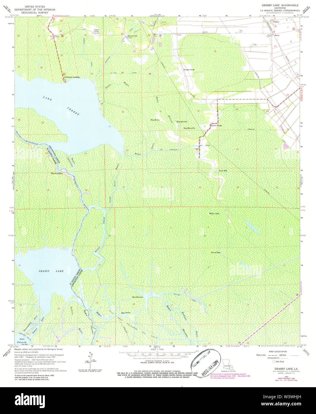 USGS TOPO Map Louisiana LA Grassy Lake 332137 1965 24000 Restoration ...