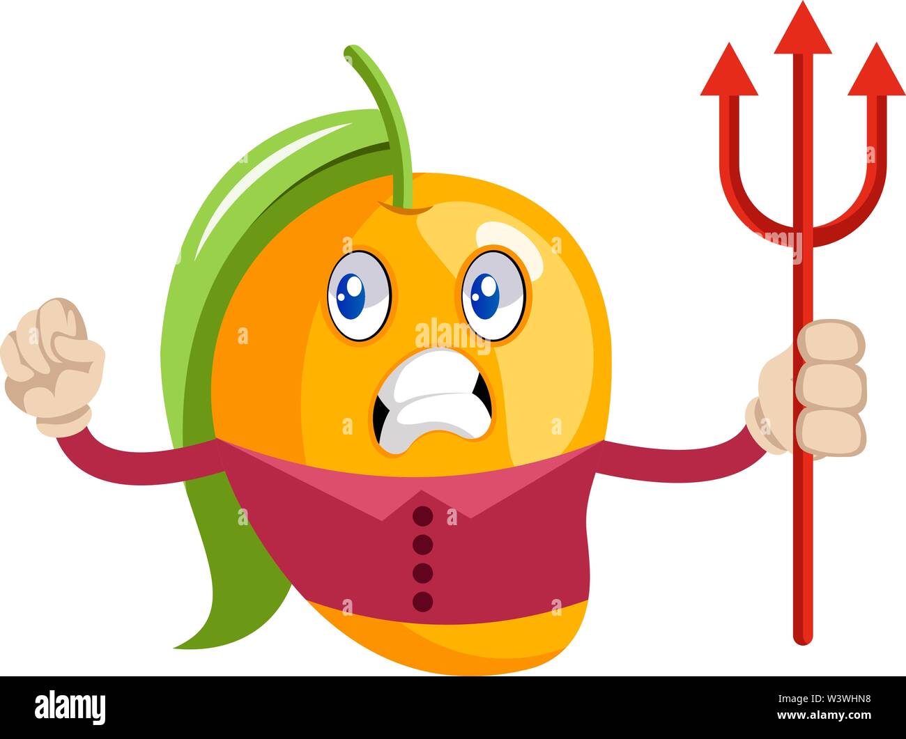 Mango with devil spear, illustration, vector on white background Stock ...