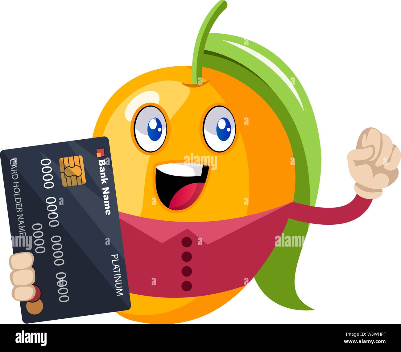 Mango with credit card, illustration, vector on white background Stock ...