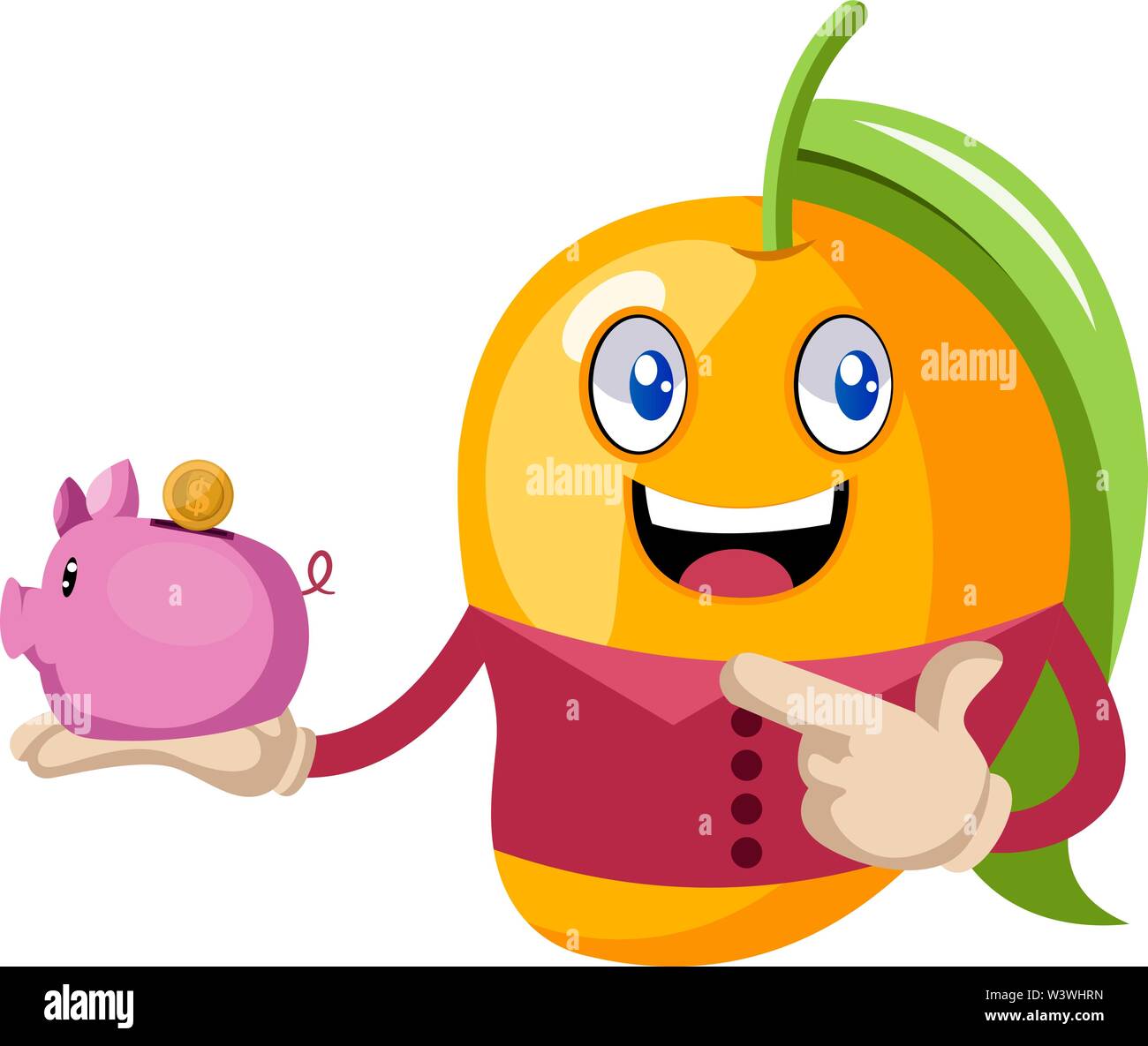 Mango holding piggy bank, illustration, vector on white background Stock Vector Image & Art - Alamy