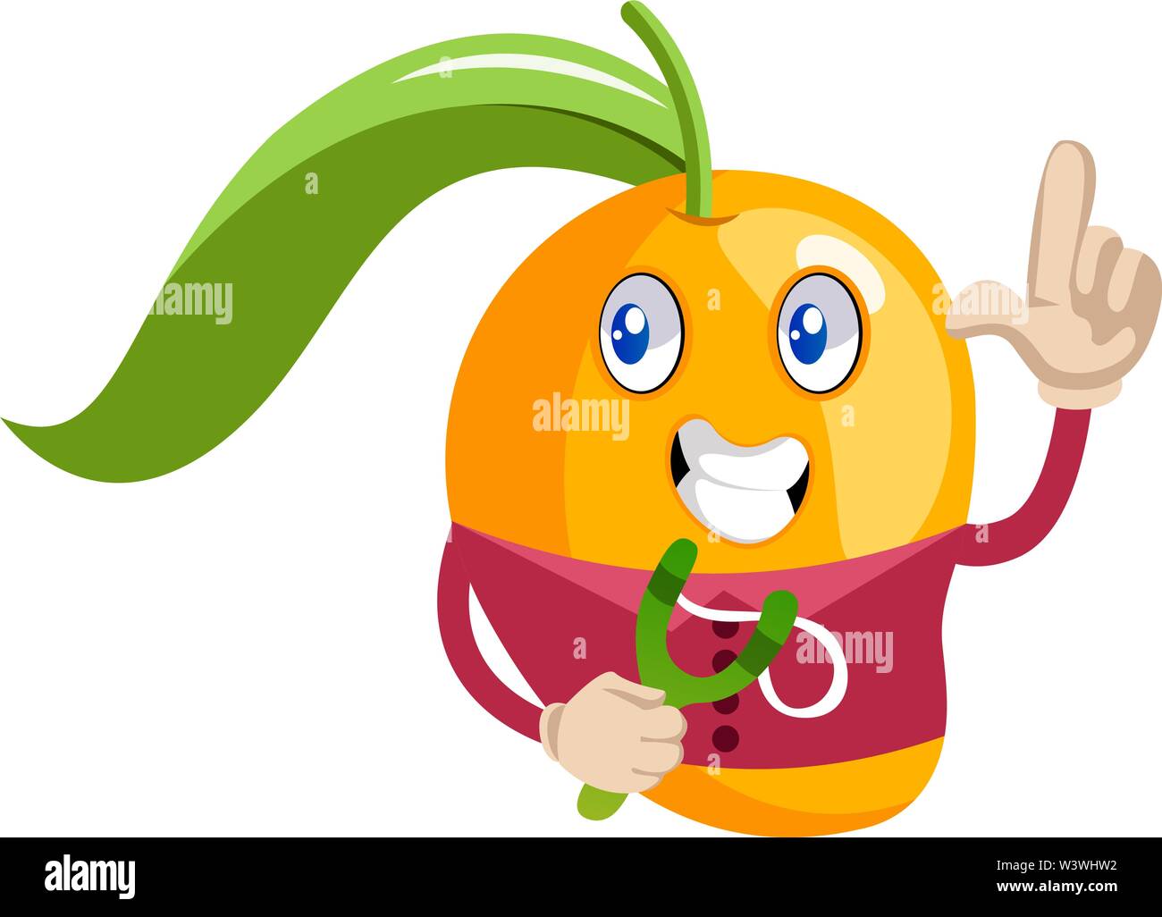 Mango with sling shot, illustration, vector on white background Stock ...