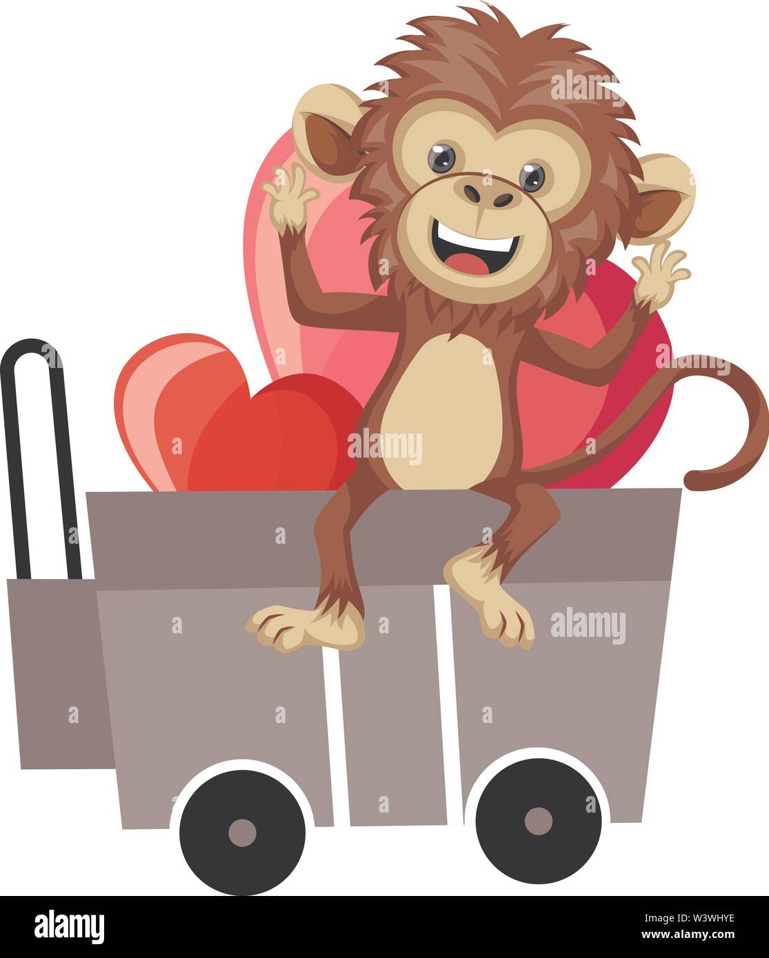Monkey on shopping cart, illustration, vector on white background Stock ...