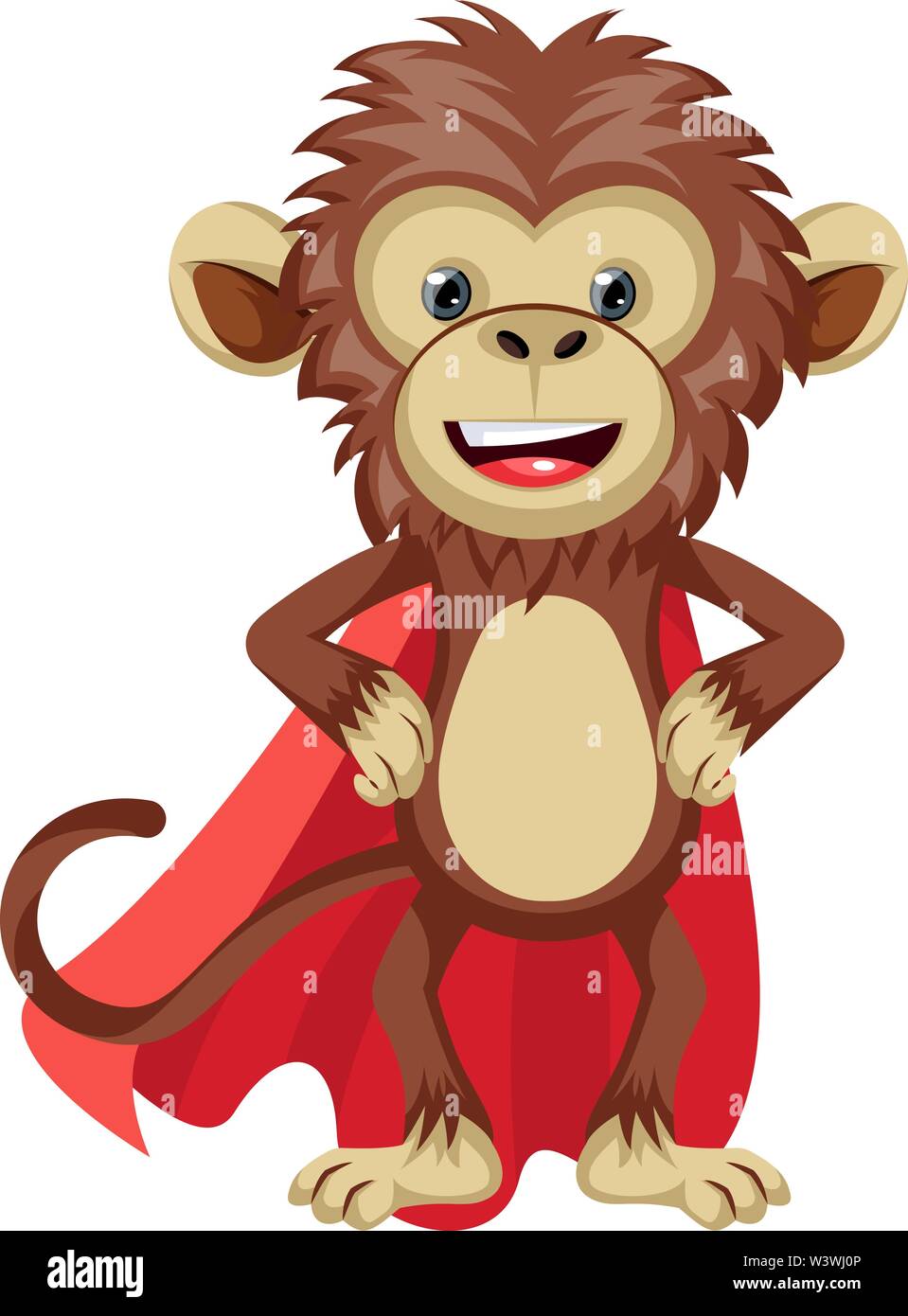 Monkey with red cape, illustration, vector on white background Stock ...