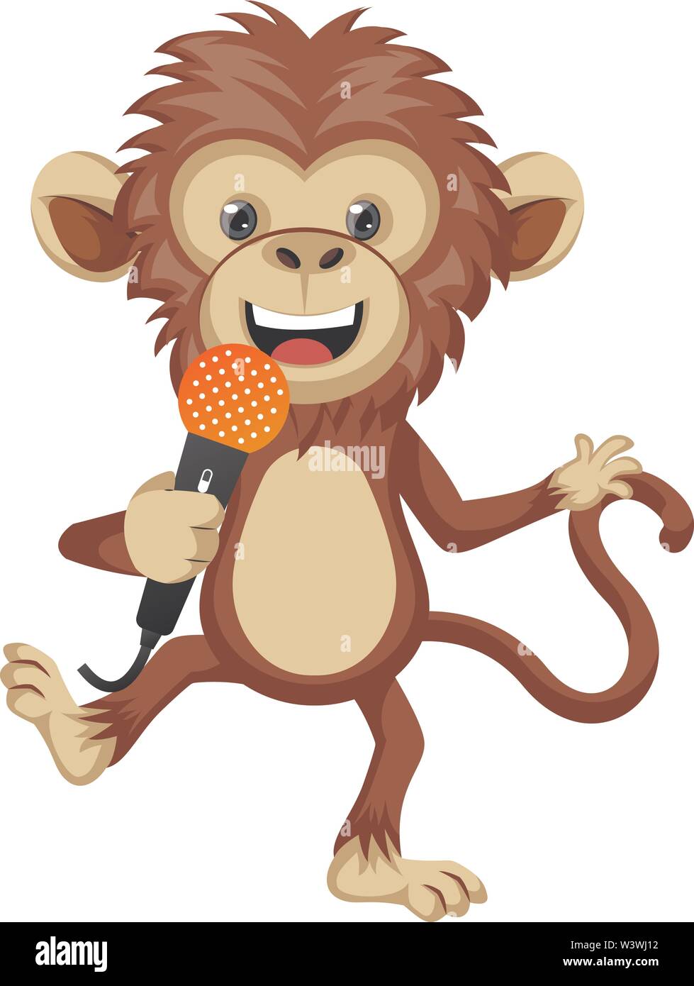 Monkey with microphone, illustration, vector on white background Stock ...