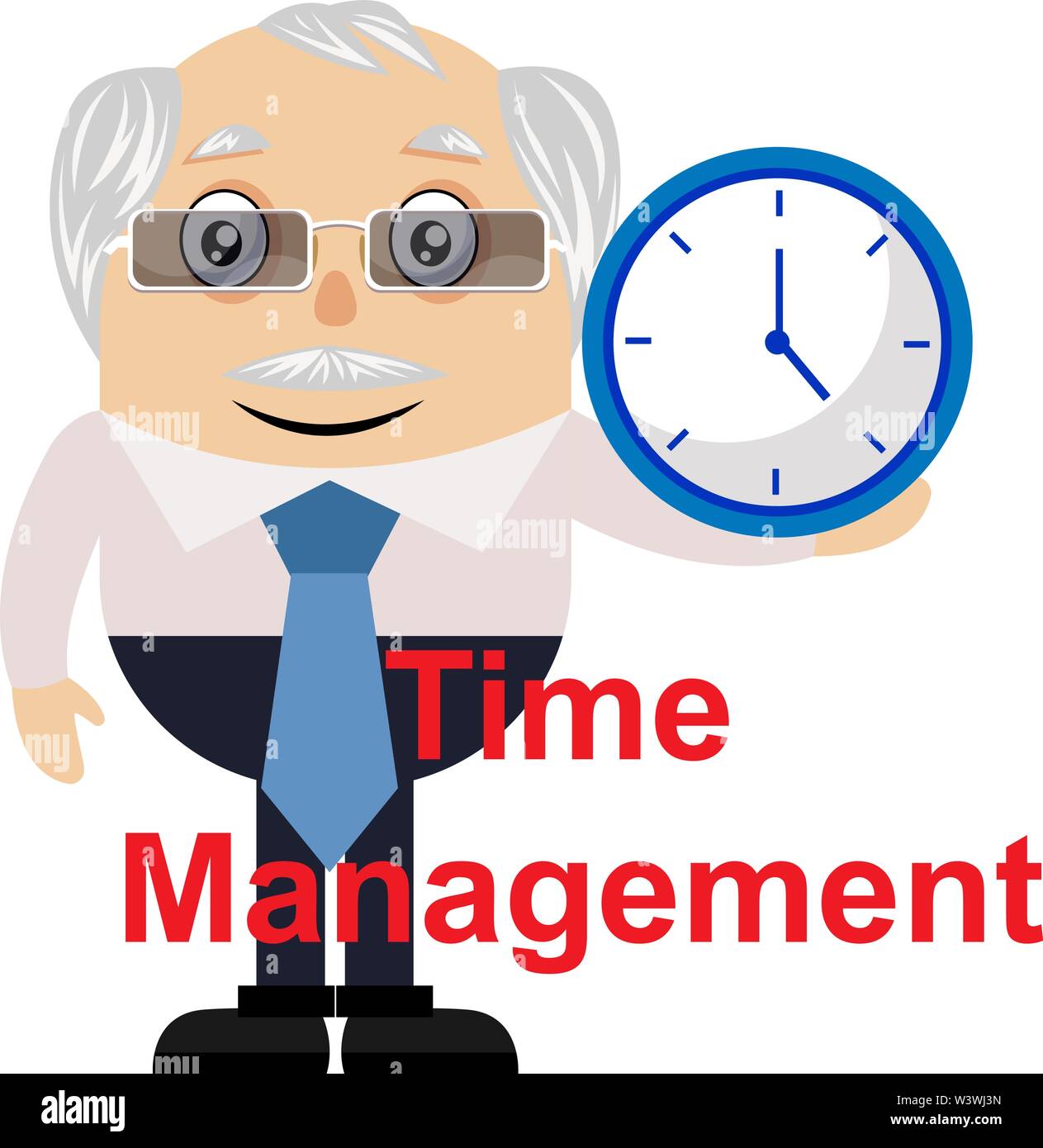 Old man with clock, illustration, vector on white background Stock ...