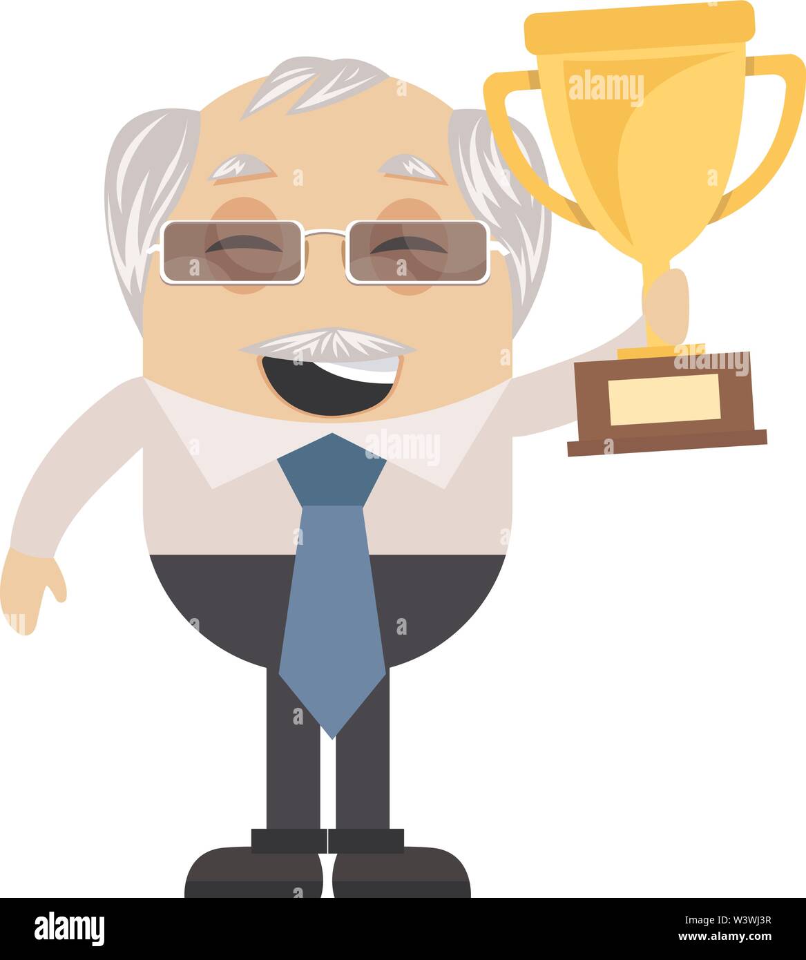 Old man holding trophy, illustration, vector on white background Stock ...