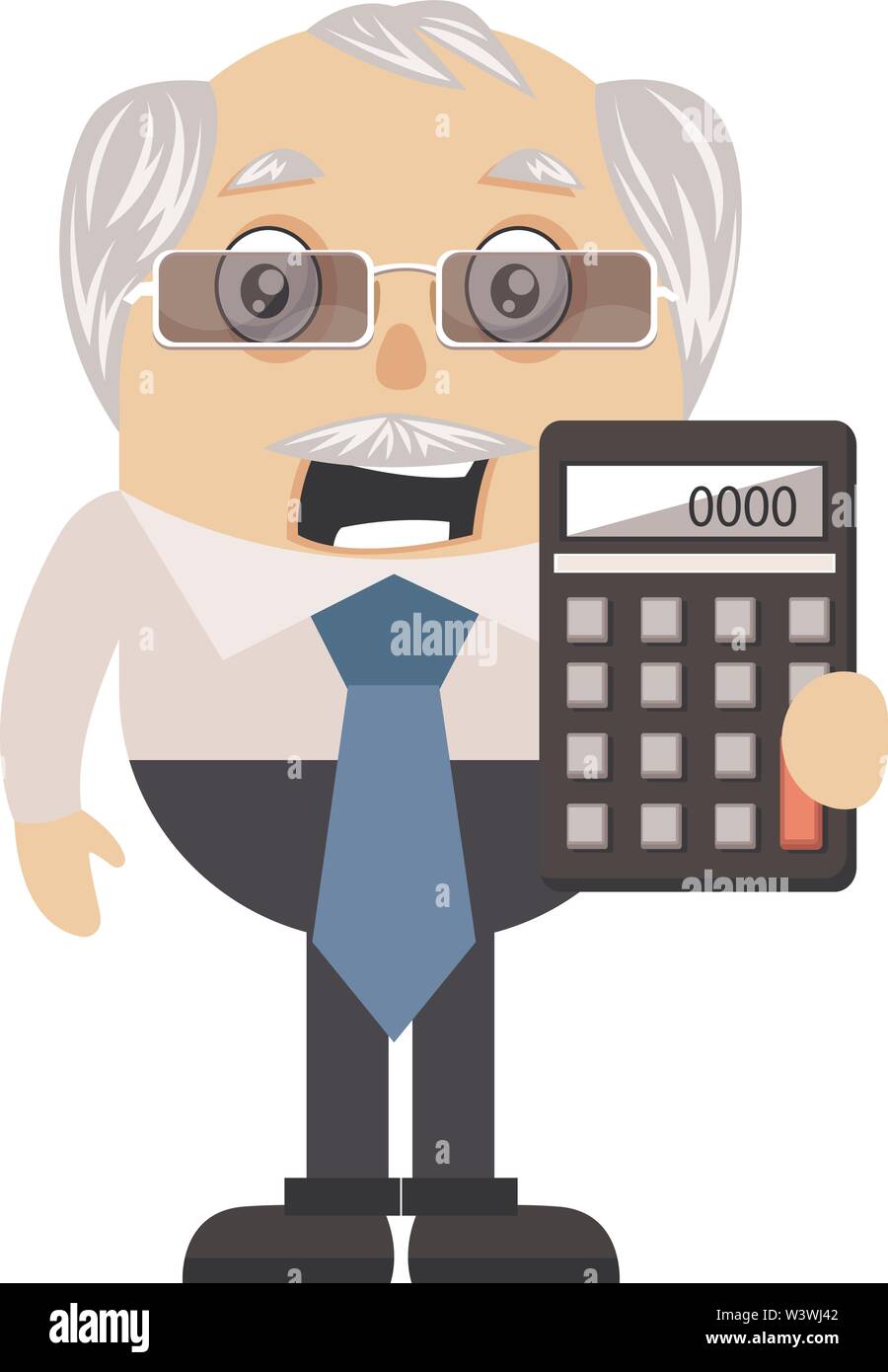 Old man with calculator, illustration, vector on white background Stock ...