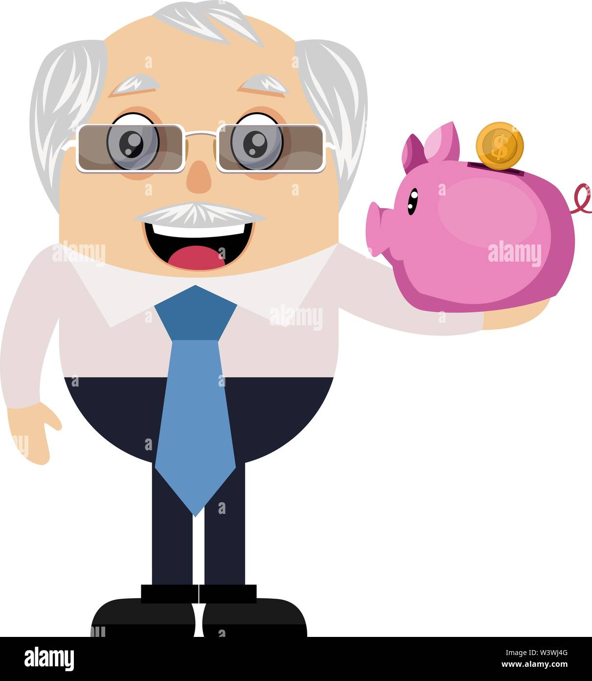 Old man with piggy bank, illustration, vector on white background Stock Vector Image & Art - Alamy
