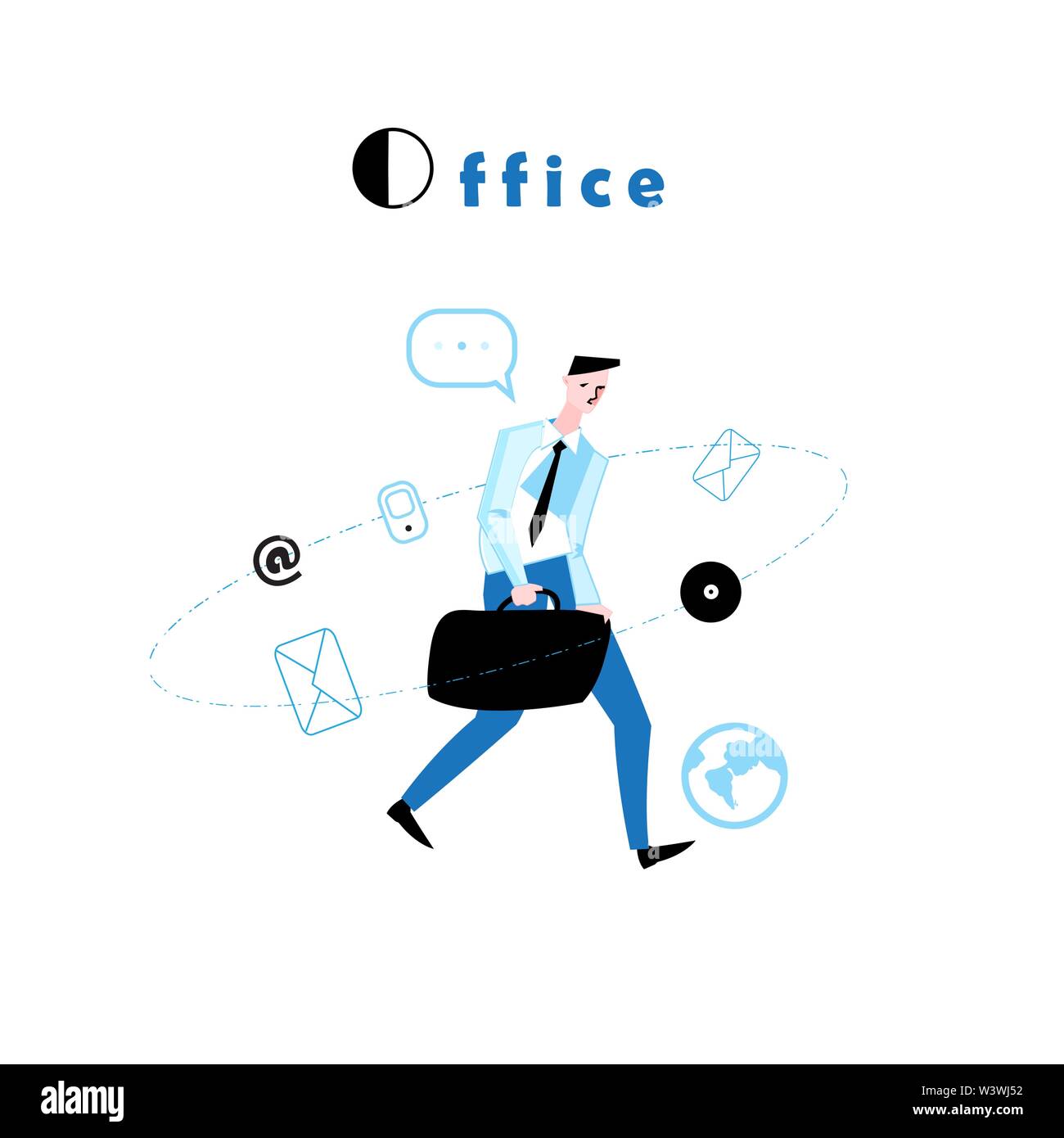 Vector illustration of a walking manager to work in the office ...