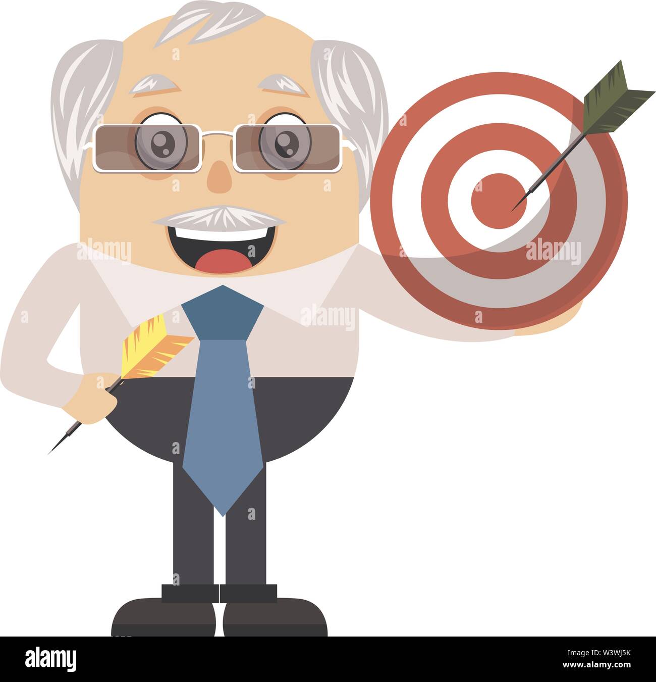 Old man holding target, illustration, vector on white background Stock ...