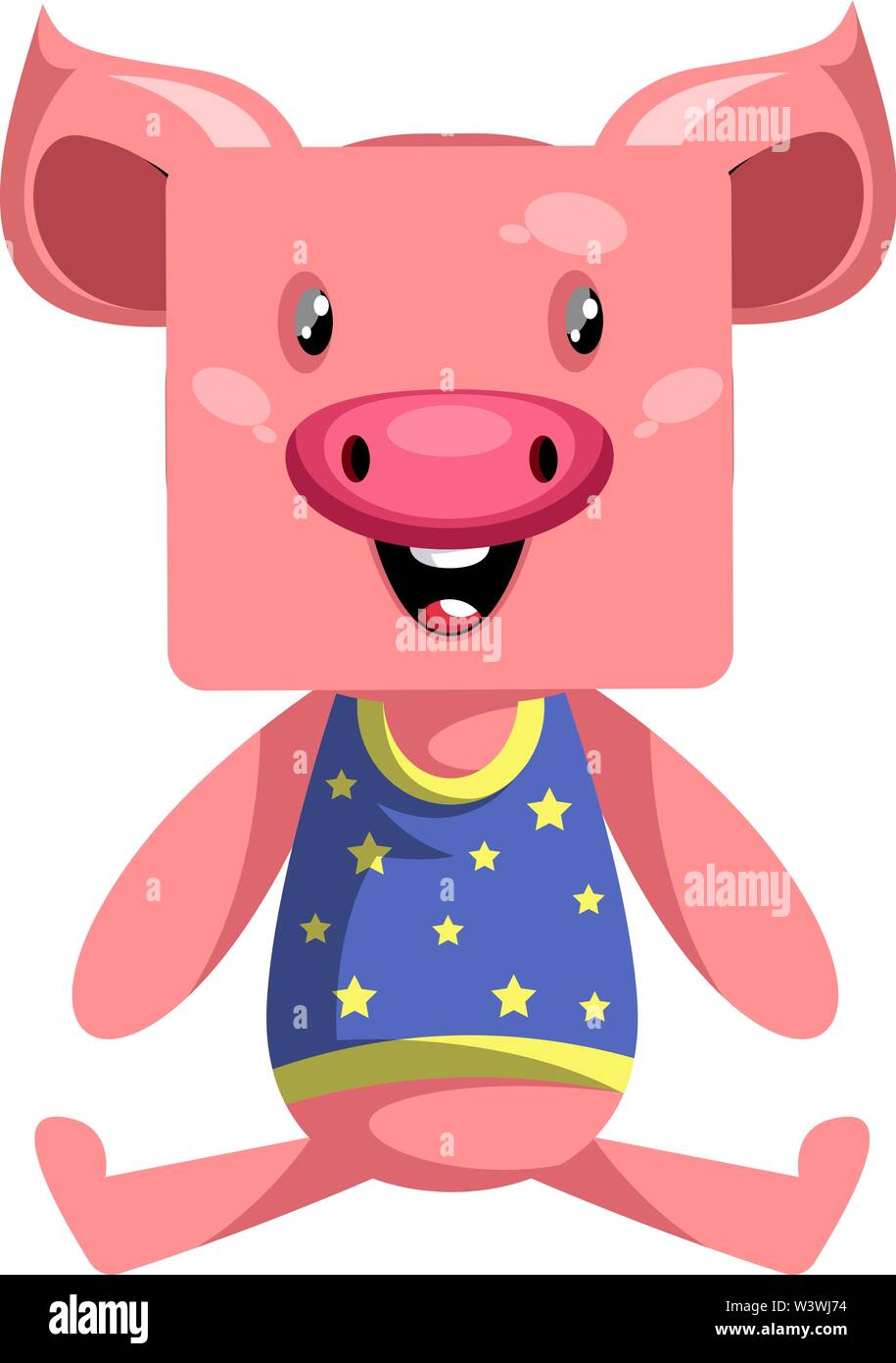 Happy pig, illustration, vector on white background Stock Vector Image ...