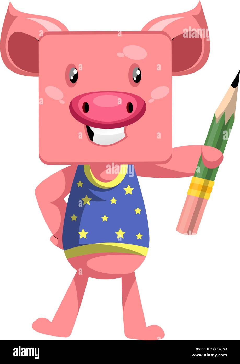 Pig with pen, illustration, vector on white background Stock Vector ...
