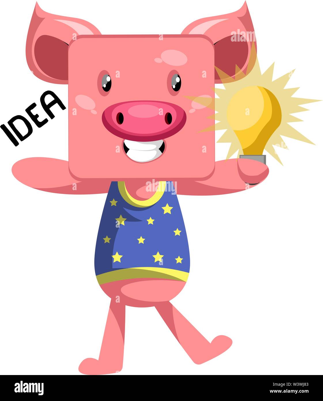 Pig with lighting bulb, illustration, vector on white background Stock ...