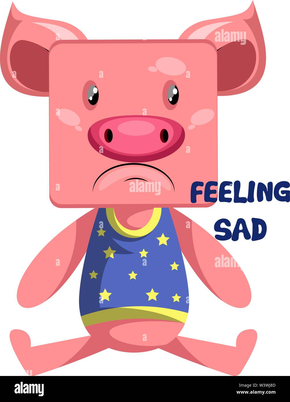 Pig feeling sad, illustration, vector on white background Stock Vector ...