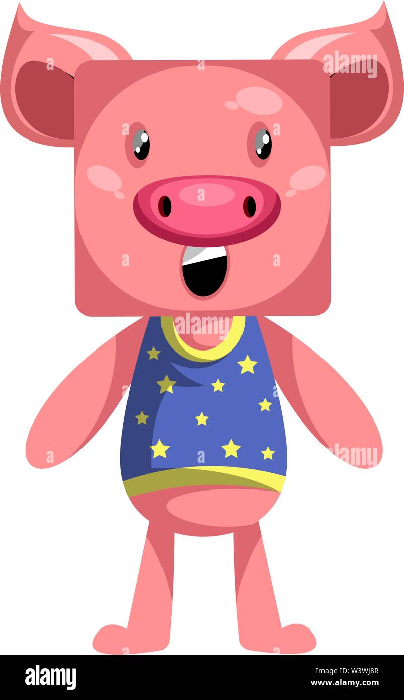 Pig standing still, illustration, vector on white background Stock ...