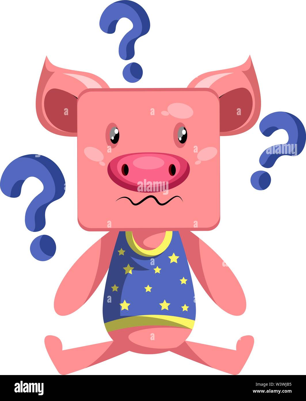 Pigs with question marks, illustration, vector on white background ...