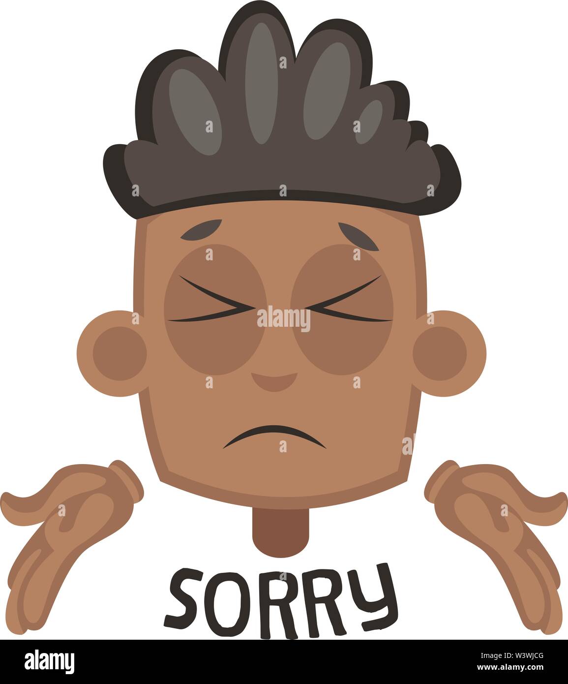 Boy showing sorry sign, illustration, vector on white background Stock ...