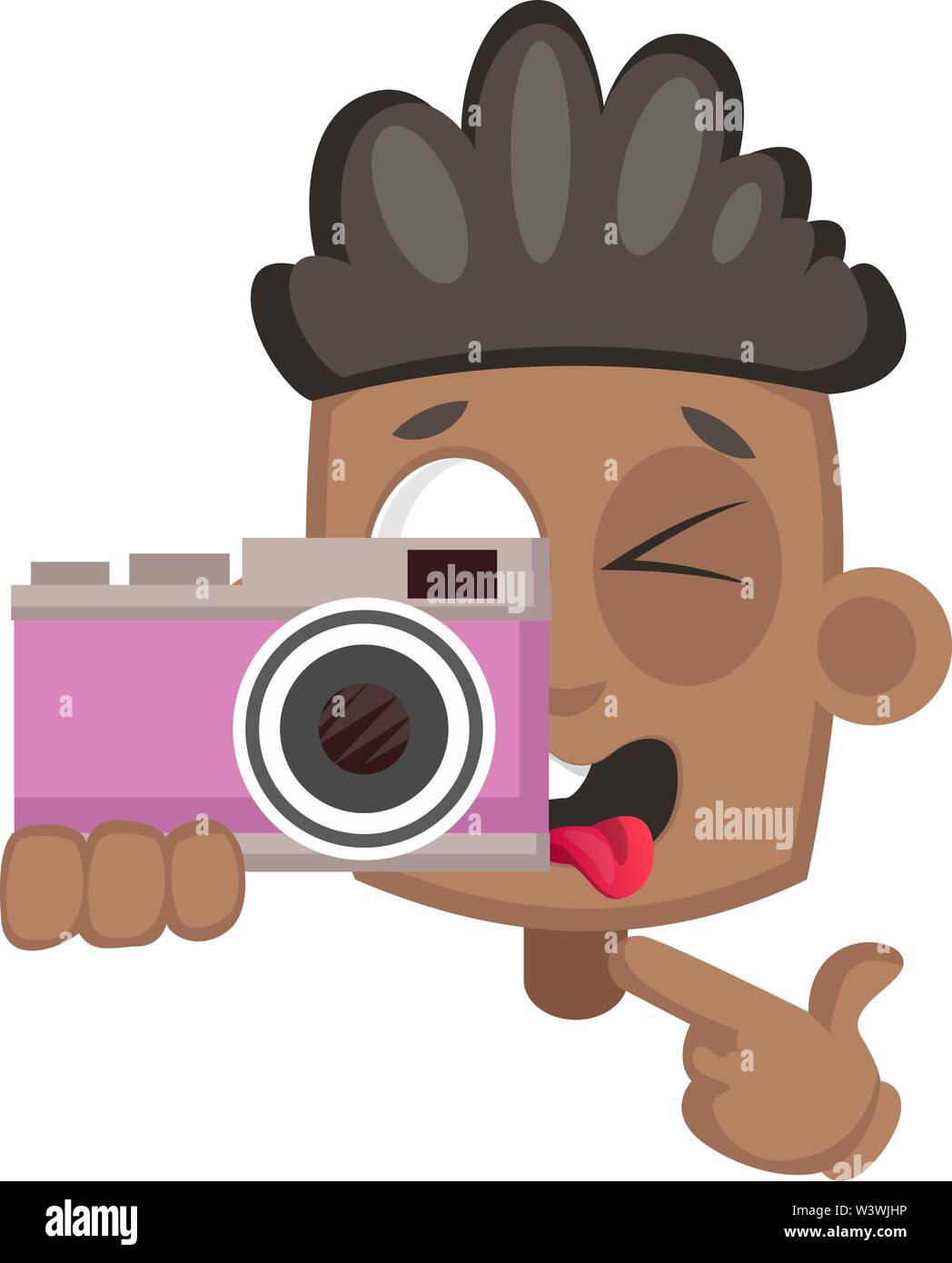 Boy with pink camera, illustration, vector on white background Stock ...