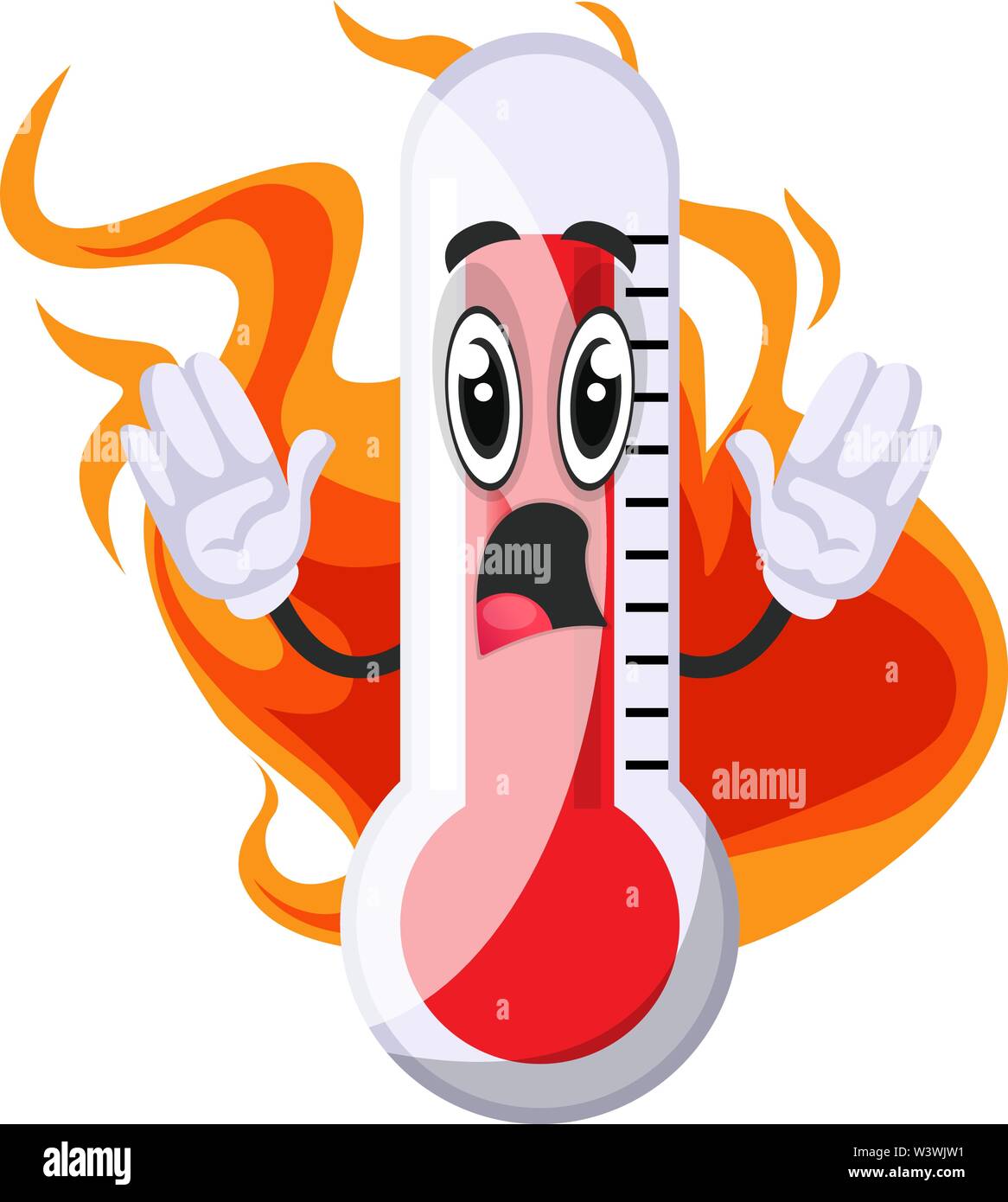 Thermometer on fire, illustration, vector on white background Stock ...
