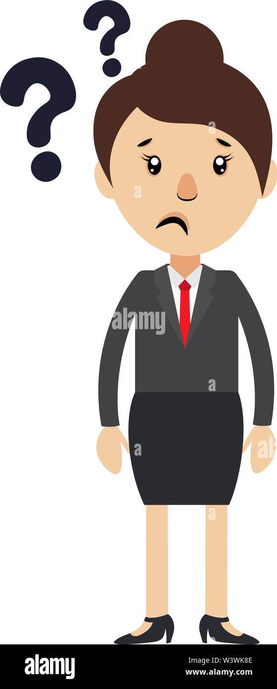Woman with question mark, illustration, vector on white background ...