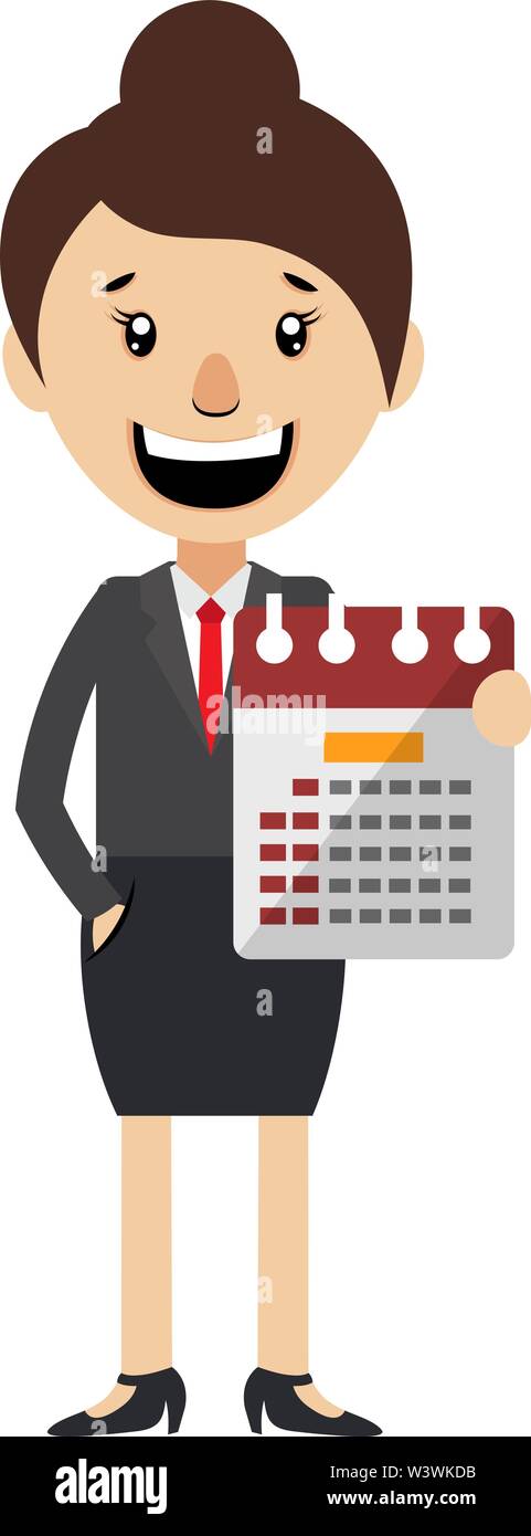 Woman holding calendar, illustration, vector on white background Stock ...