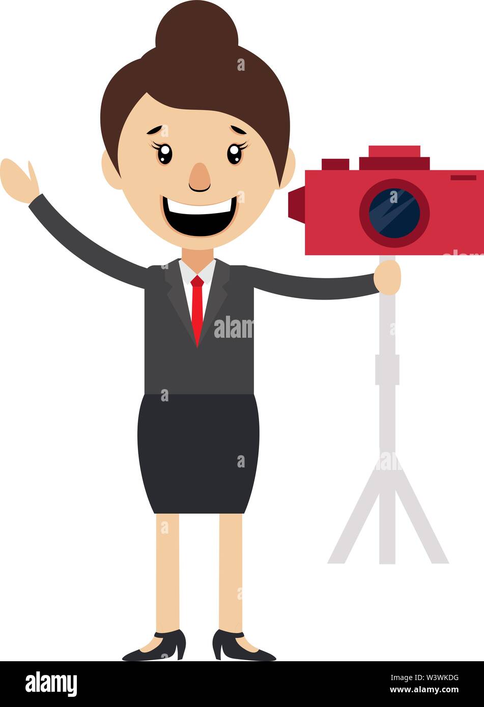 Woman with red camera, illustration, vector on white background Stock ...