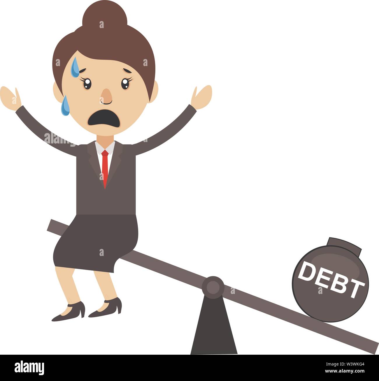 Woman on debt, illustration, vector on white background Stock Vector ...