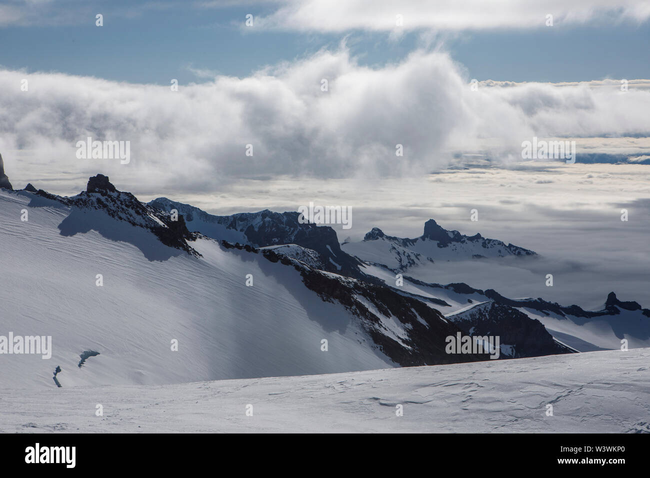 Mountain Ridges Seen From Camp Muir at 10,000 Feet on Mount Rainier ...