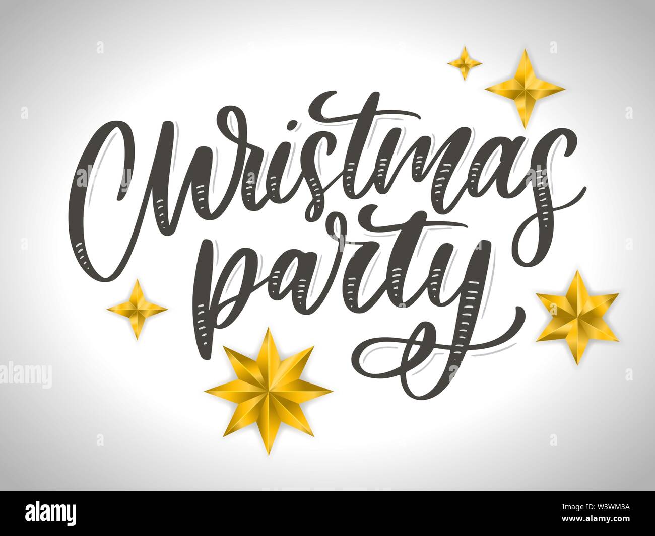 Christmas party poster template. Hand written lettering Stock Vector ...