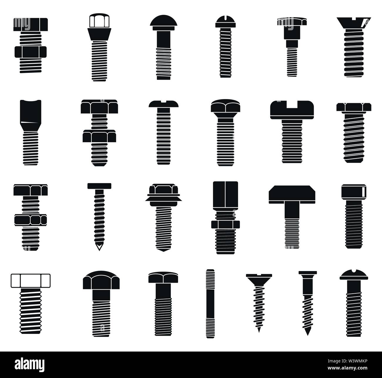 Screw-bolt tool icons set. Simple set of screw-bolt tool vector icons ...