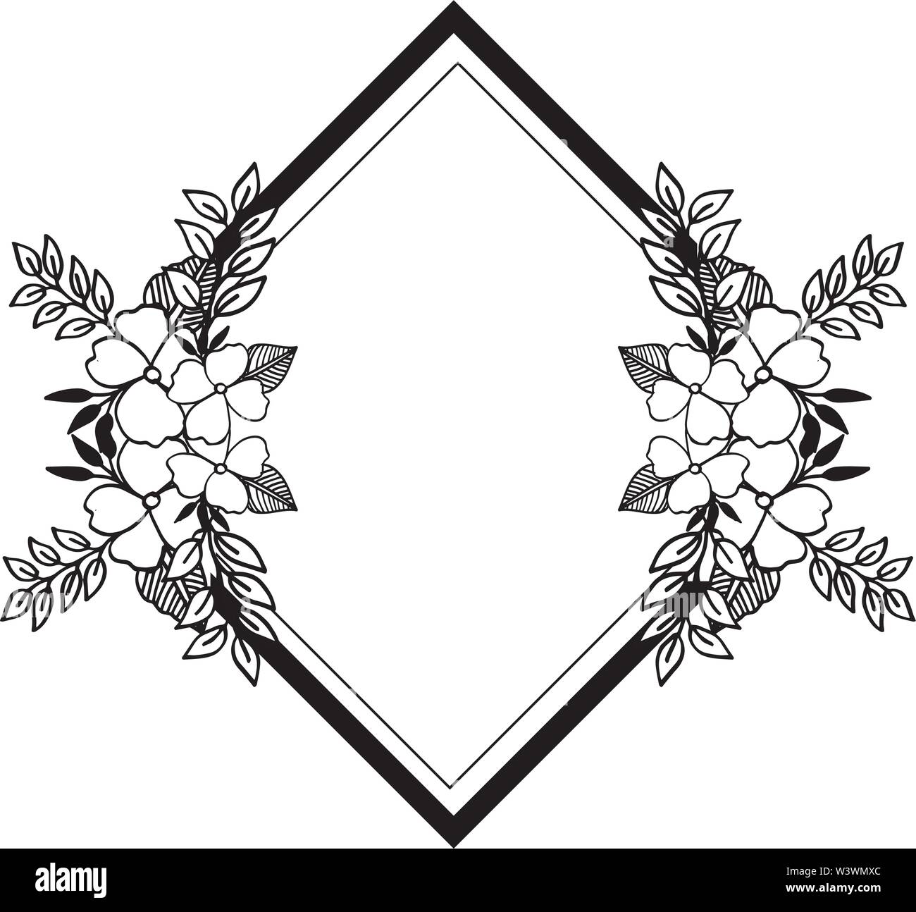 Ornament unique of flower frame, for art modern. Vector illustration ...