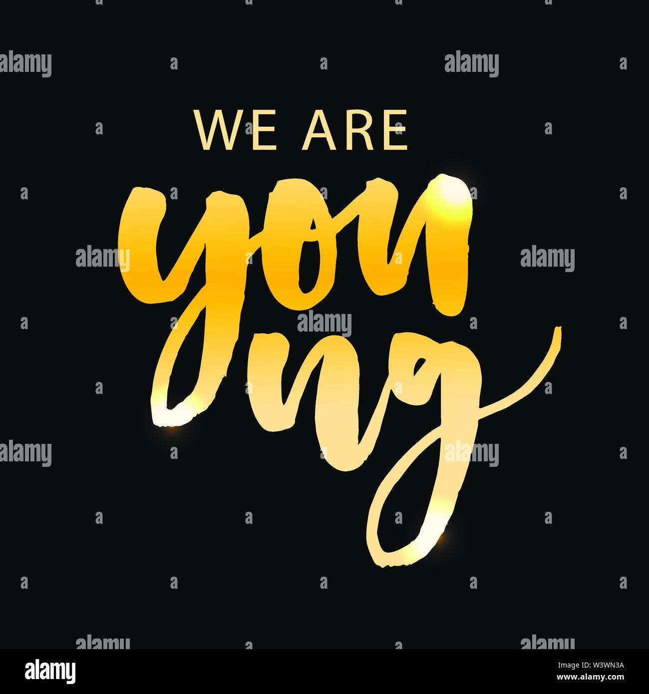 Young Vector Text Calligraphy Lettering Black Brush Letter white ...