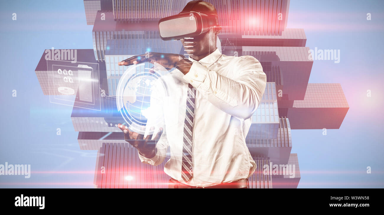 Composite image of male playing virtual reality headset Stock Photo - Alamy