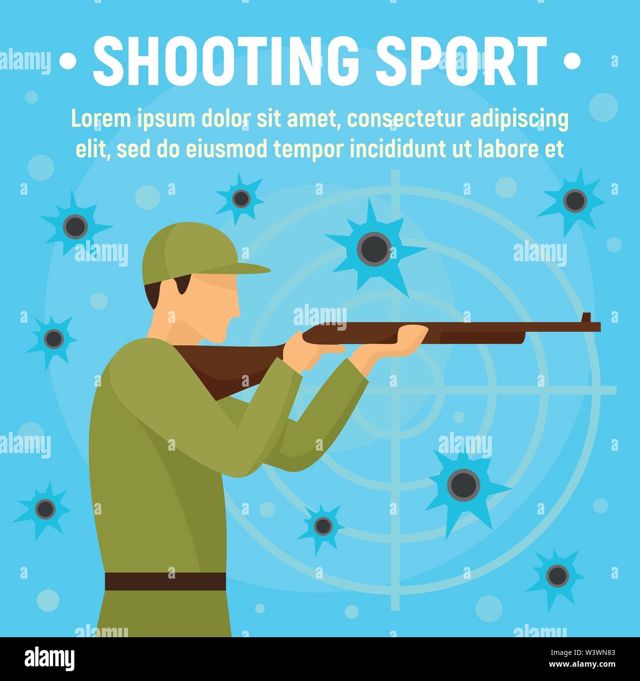 Shooting sport man concept banner. Flat illustration of shooting sport ...