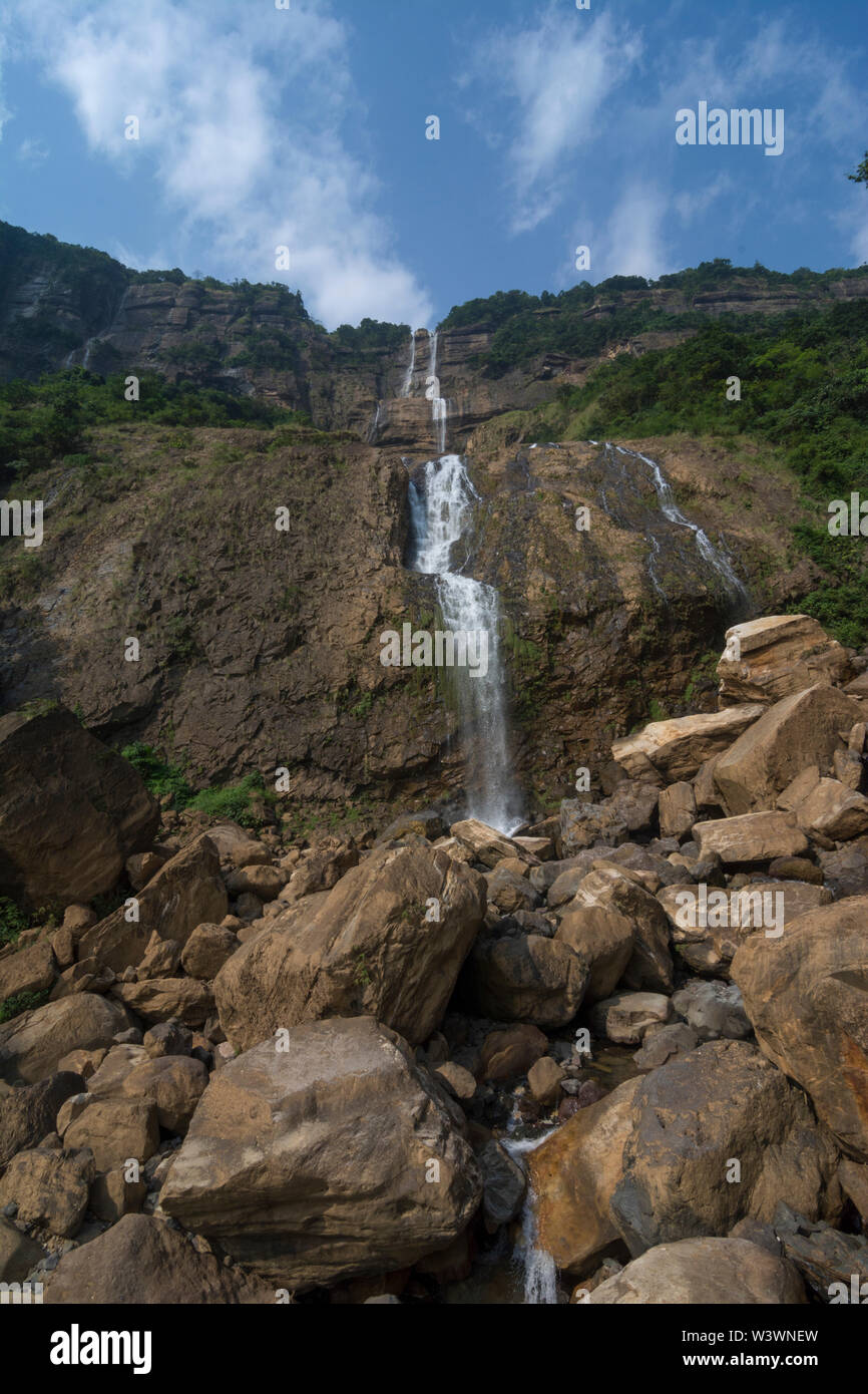 Kynrem is One of the tallest waterfall in Meghalaya,India Stock Photo ...