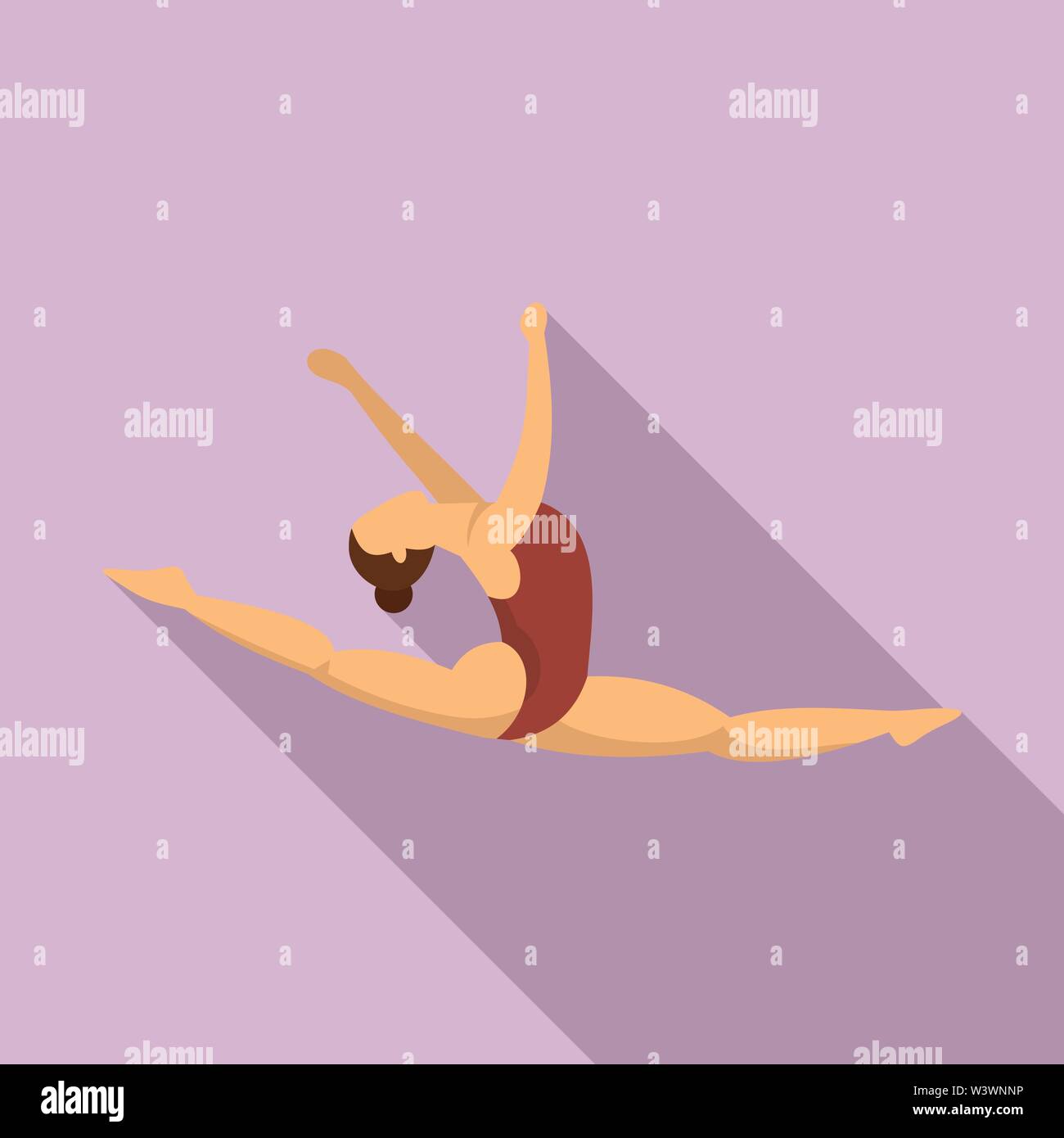 Split jump girl gymnastics icon. Flat illustration of split jump girl ...