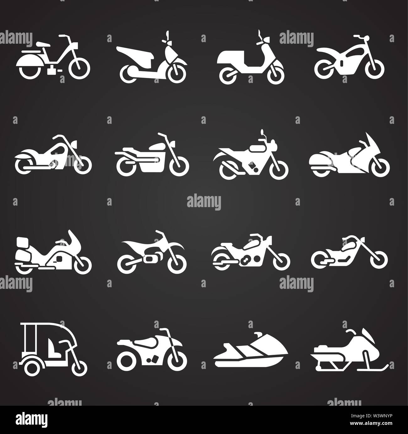 Moto related icons set on background for graphic and web design. Simple ...