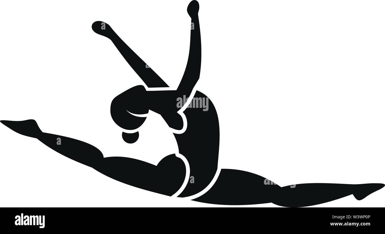 Split jump girl gymnastics icon. Simple illustration of split jump girl ...