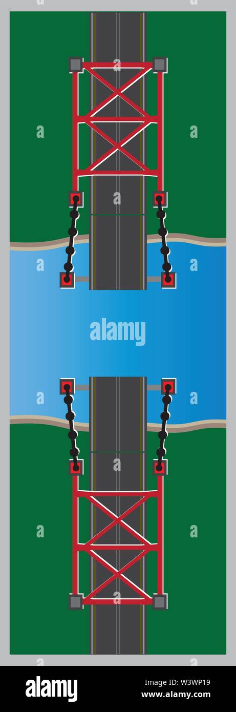 Top View of Moveable or movable bridge or Open bridge Vector Stock ...