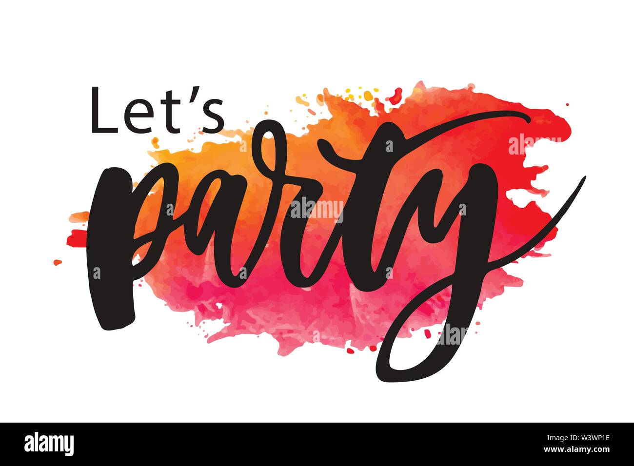 Let's Party Lettering Calligraphy Text Phrase Black Brush Stock Vector ...