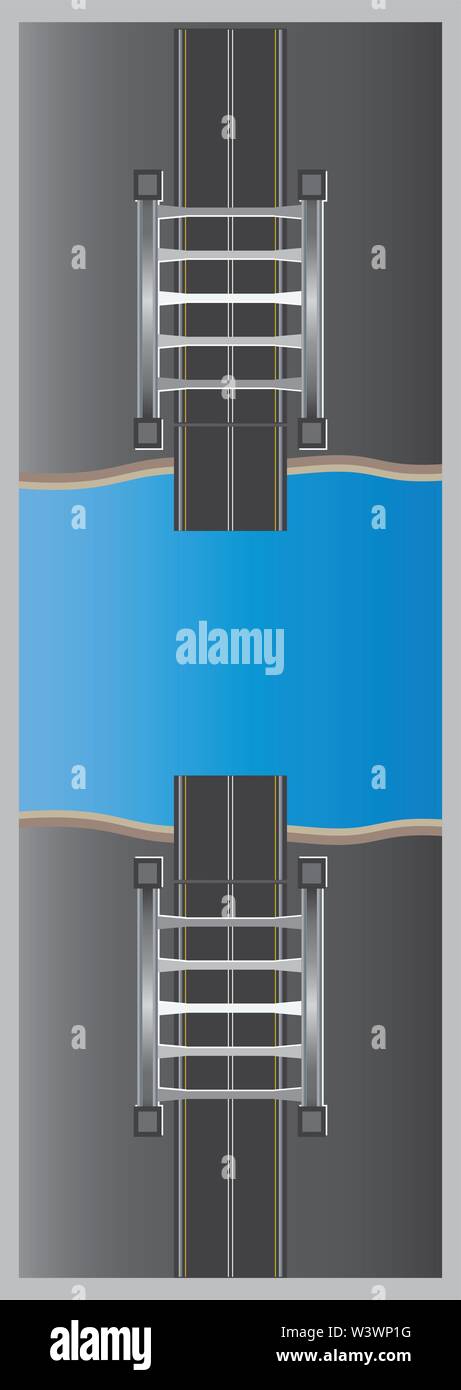 Top View of Moveable or movable bridge or Open bridge Vector Stock ...