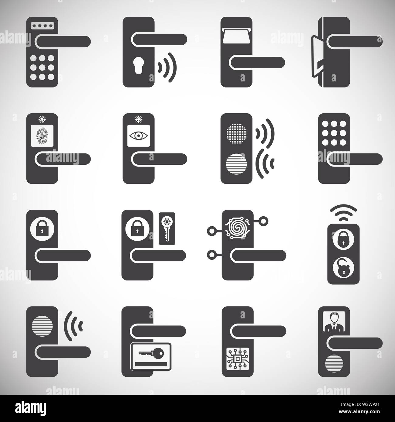 Smart lock icons set on background for graphic and web design. Simple ...