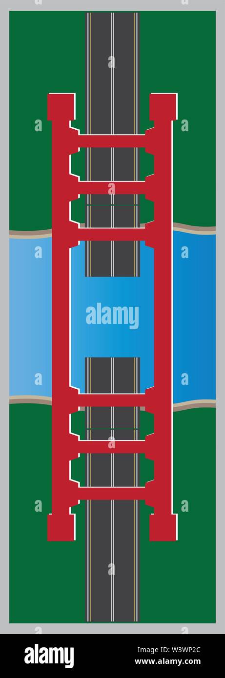 Top View of Moveable or movable bridge or Open bridge Vector Stock ...